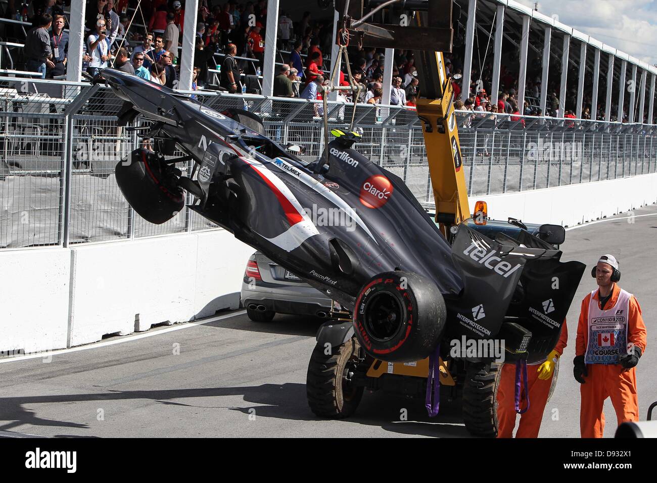 Montreal, Canada. 9th June 2013. damaged car of Esteban Gutierrez (MEX ...