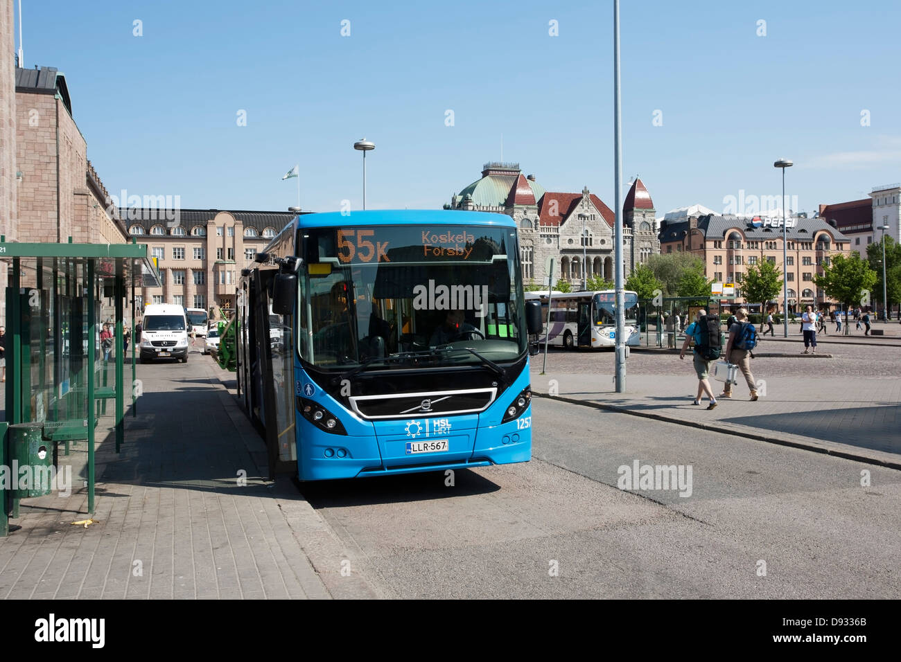 Bus stop by the railway station, Helsinki Finland Stock Photo - Alamy