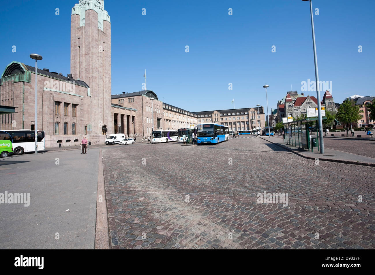 Bus stop by the railway station, Helsinki Finland Stock Photo - Alamy