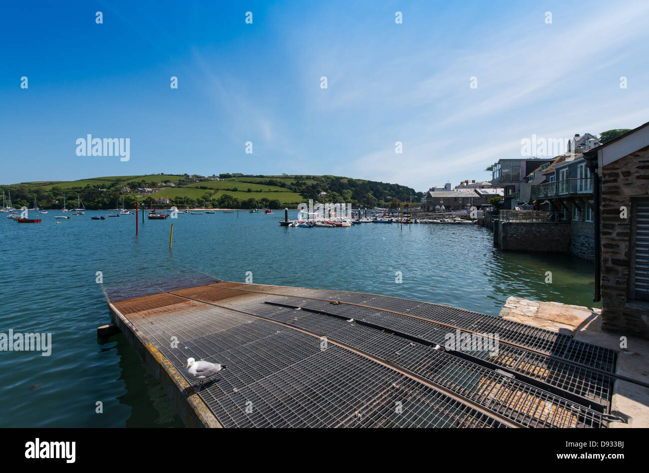 Salcombe, Devon, England. The ferry landing point in Salcombe with the ...