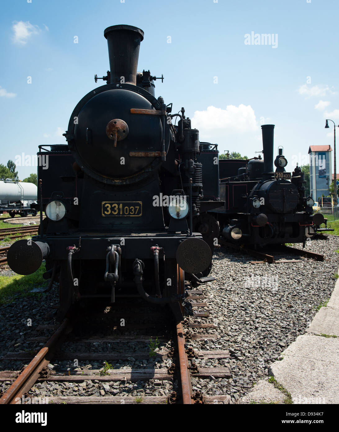 Vintage steam locomotives in museum Stock Photo - Alamy