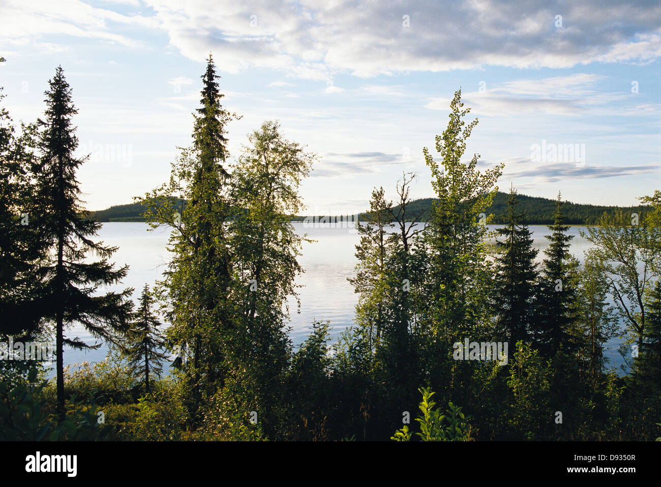 View over mountains and a lake Stock Photo - Alamy