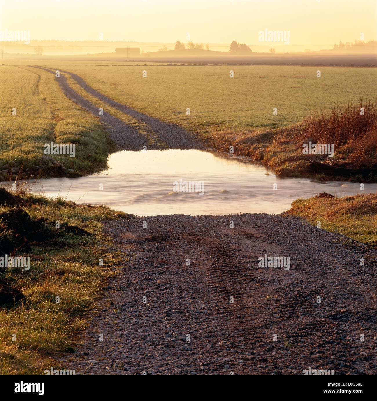 Stream flowing through road, elevated view Stock Photo - Alamy