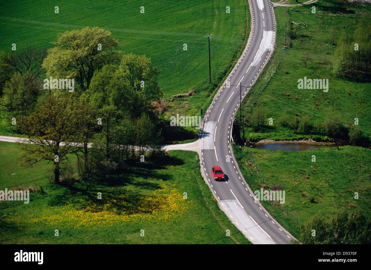 Car on highway, elevated view Stock Photo - Alamy