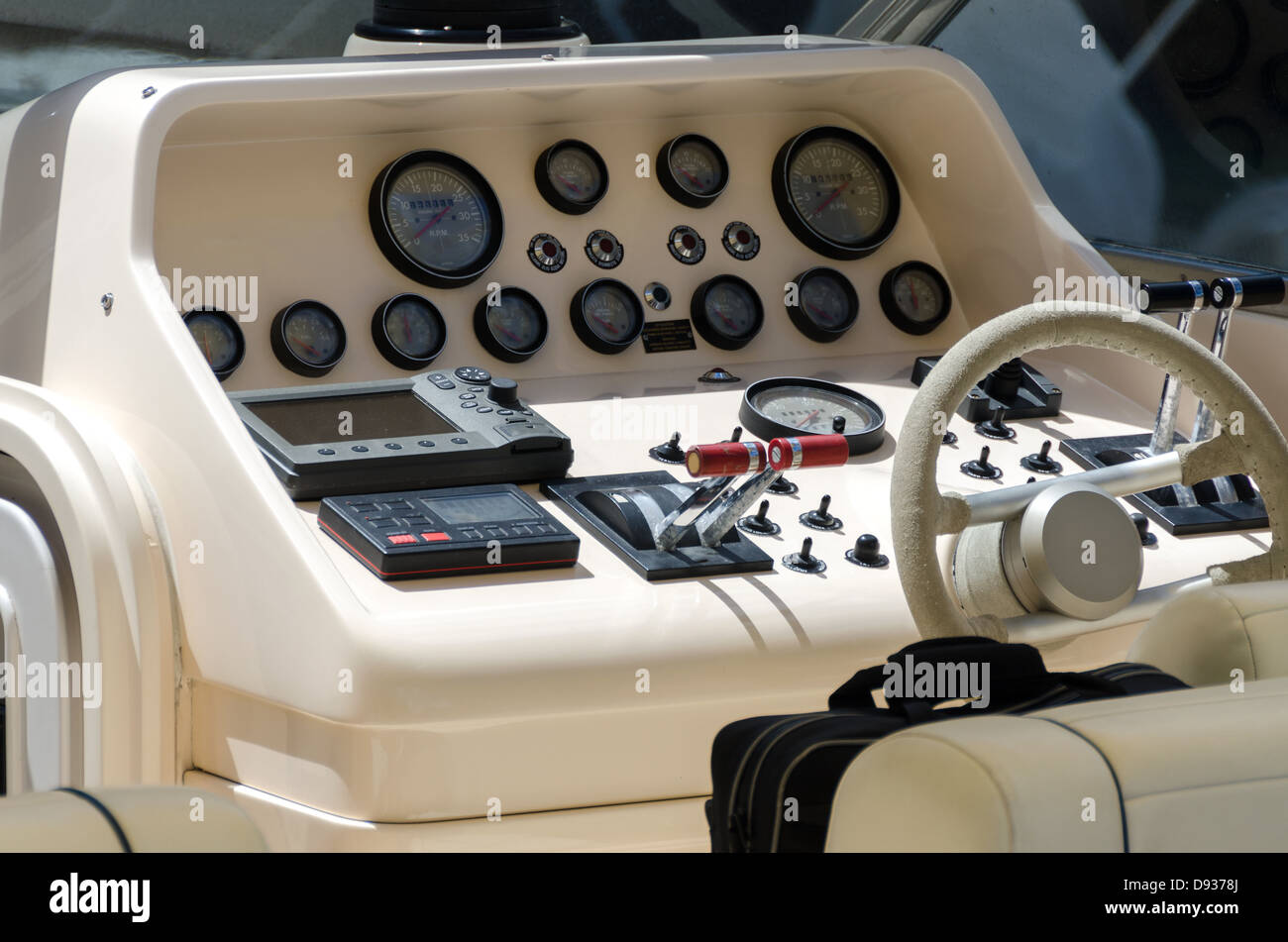 instrumentation console command of a yacht Stock Photo - Alamy