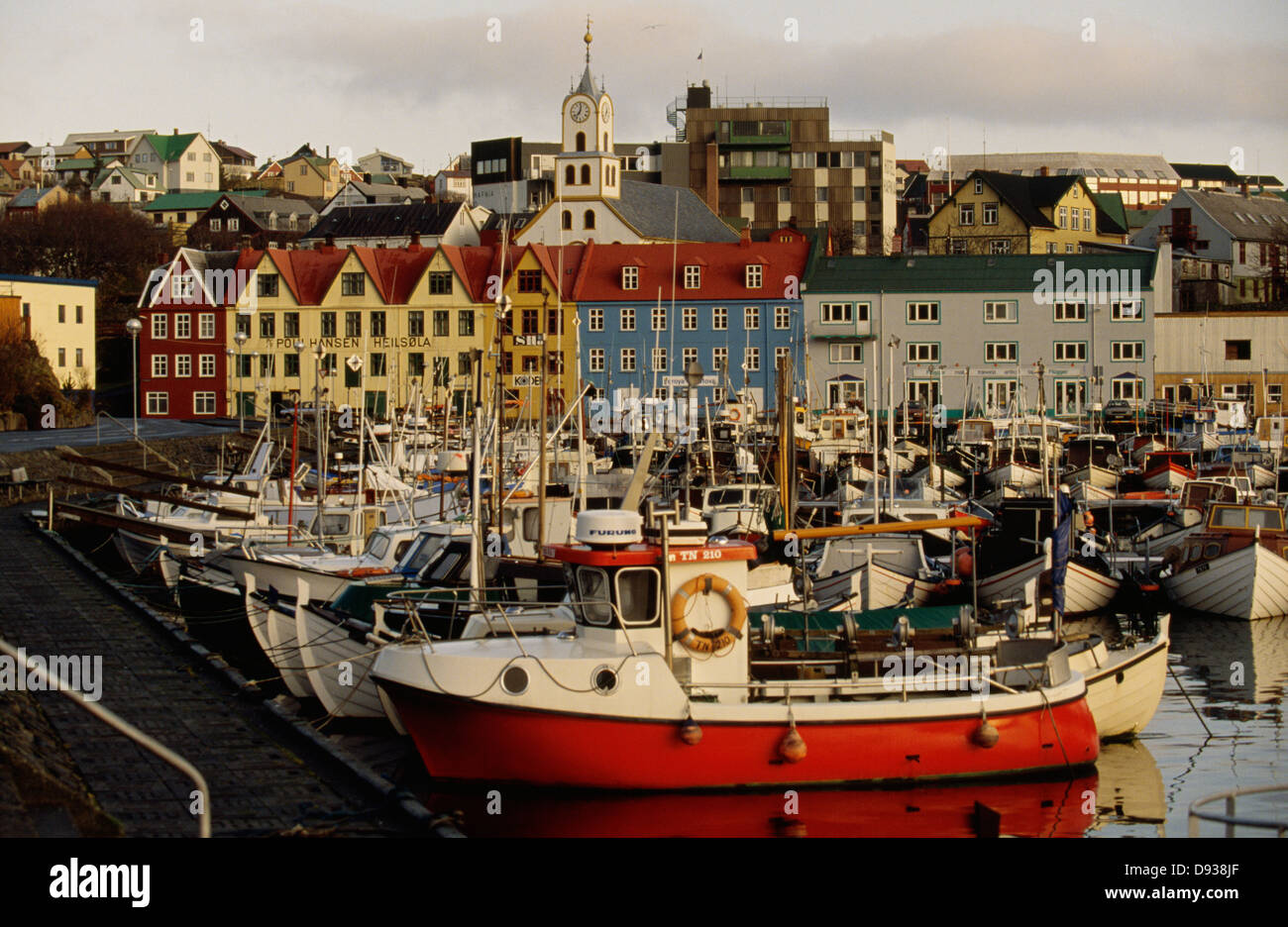 View of harbour with ships and cityscape in the background Stock Photo ...