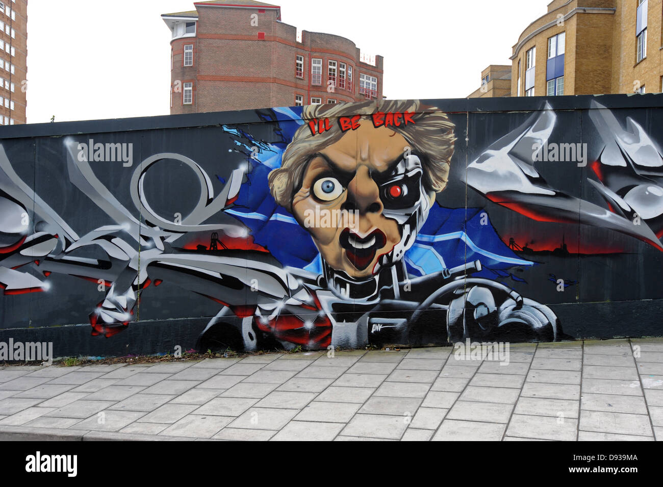 Graffiti in Brighton portraying Margaret Thatcher as the Terminator ...