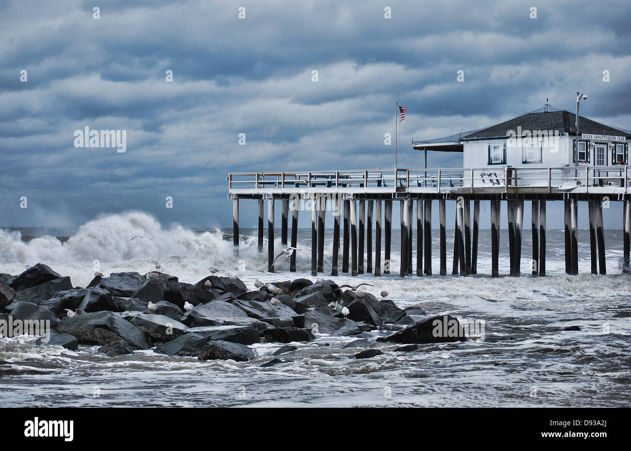 Winter storm hitting beach and coast line Stock Photo - Alamy