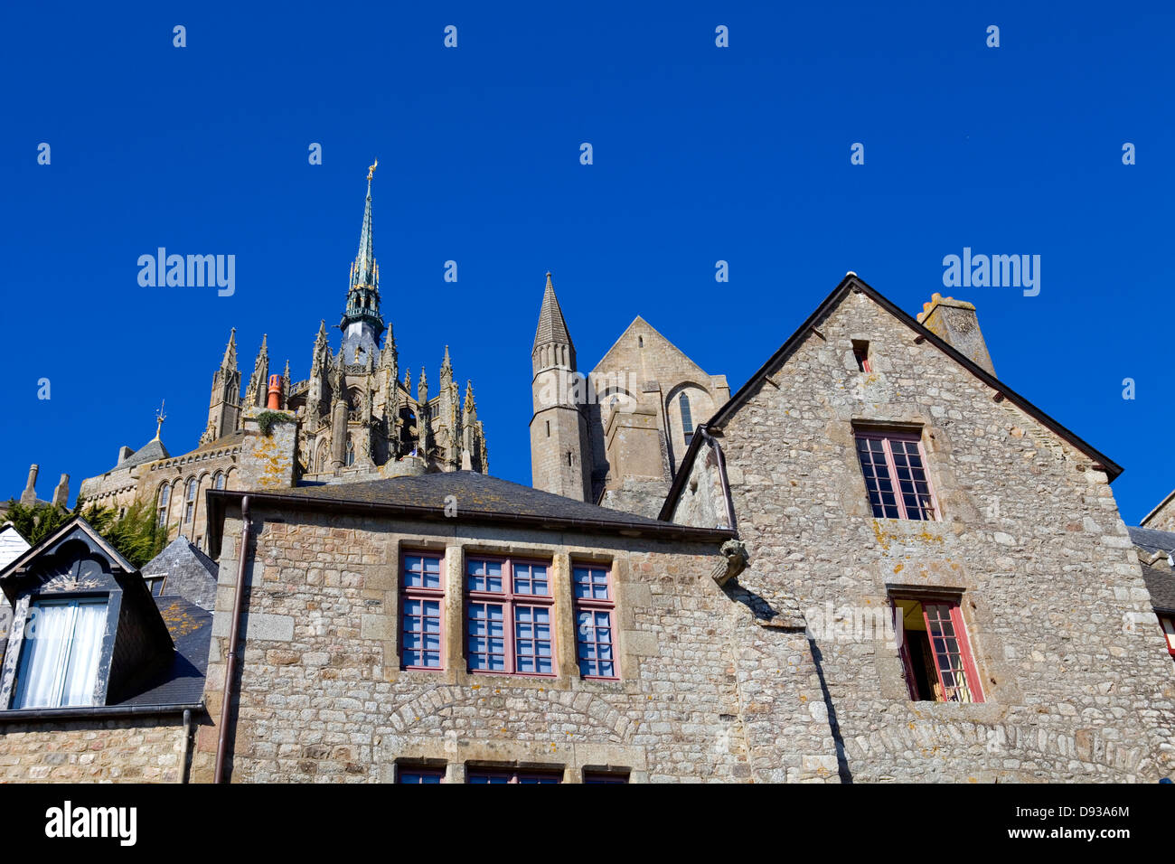houses inside the mont saint michel in the north of france Stock Photo ...