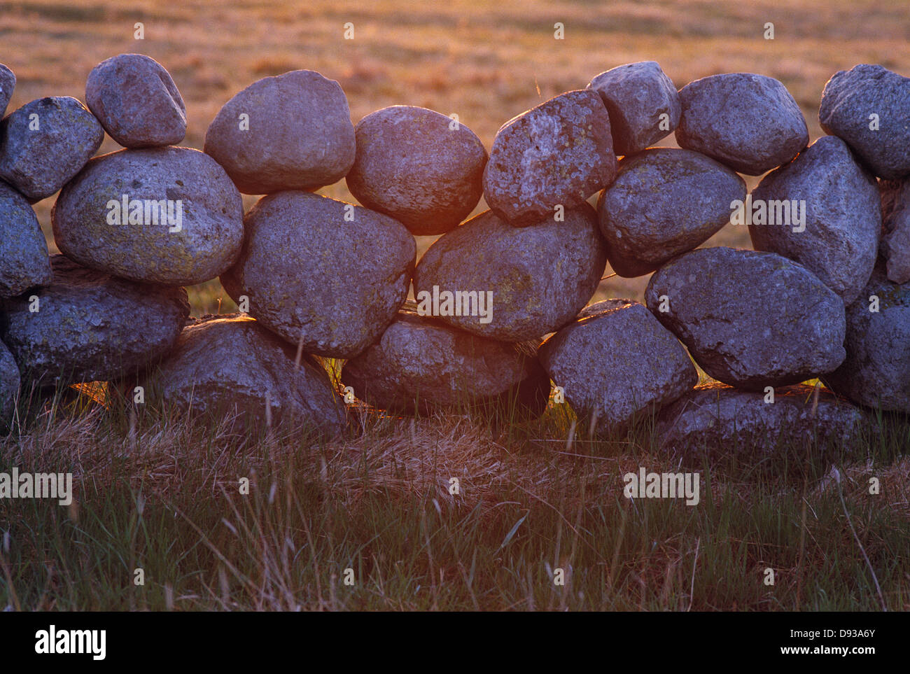 A stone wall in a field Stock Photo - Alamy