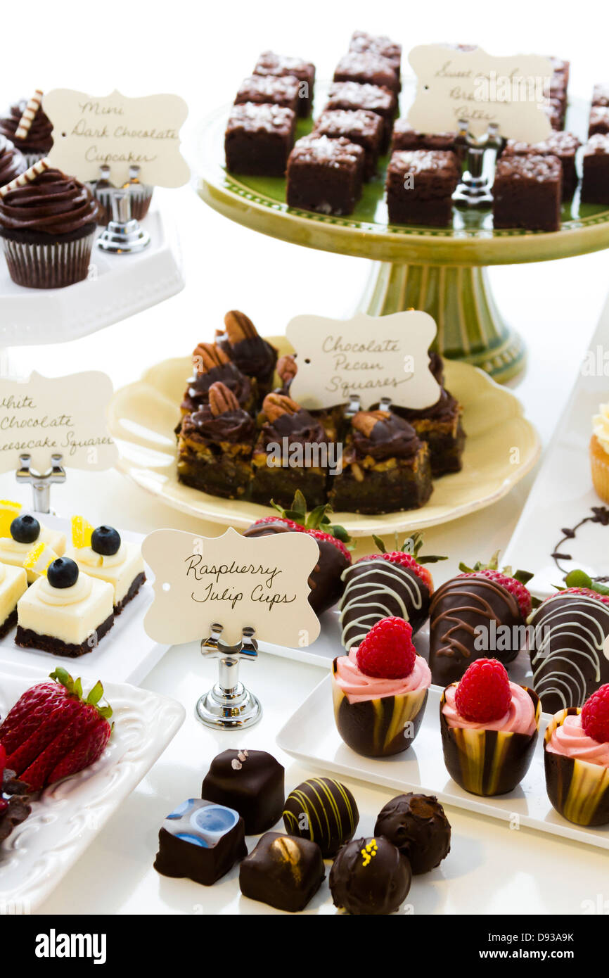 Dessert bar with assorted chocolate sweets Stock Photo - Alamy