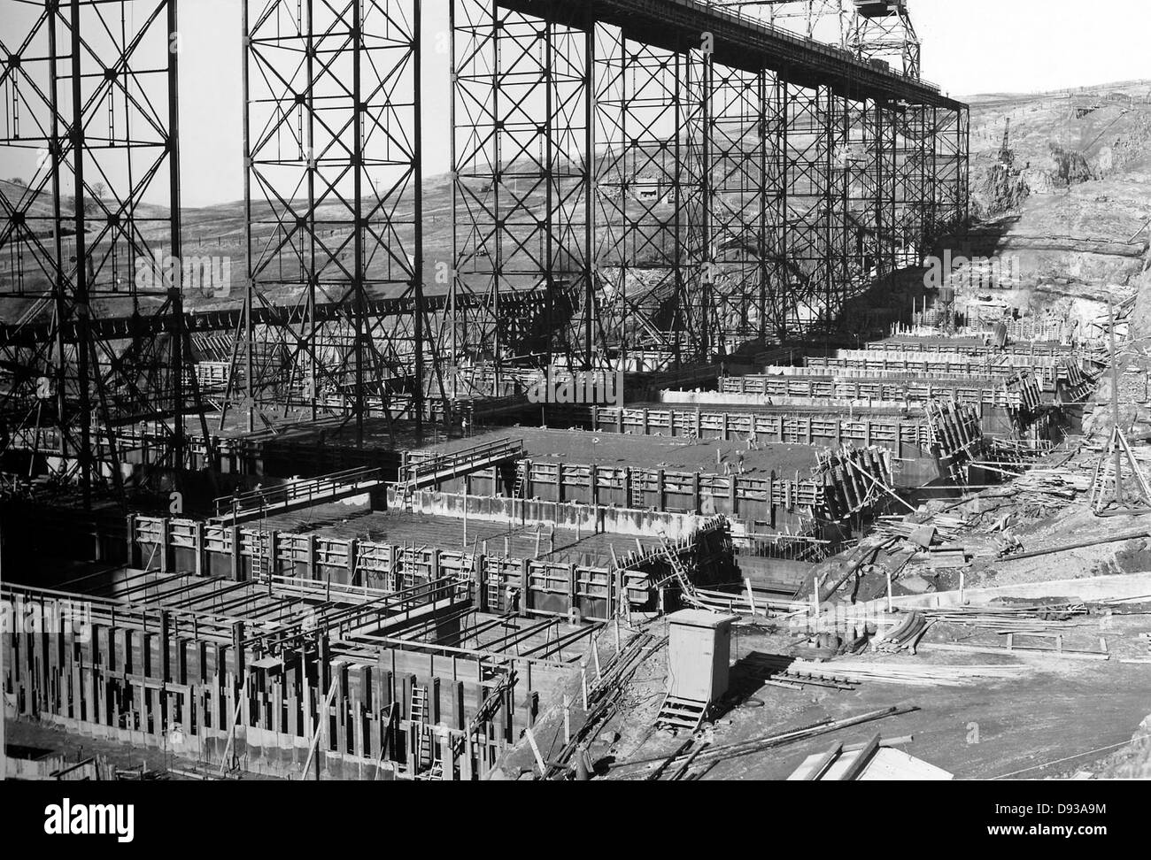 The construction of the Friant Dam, captured in this photograph ...