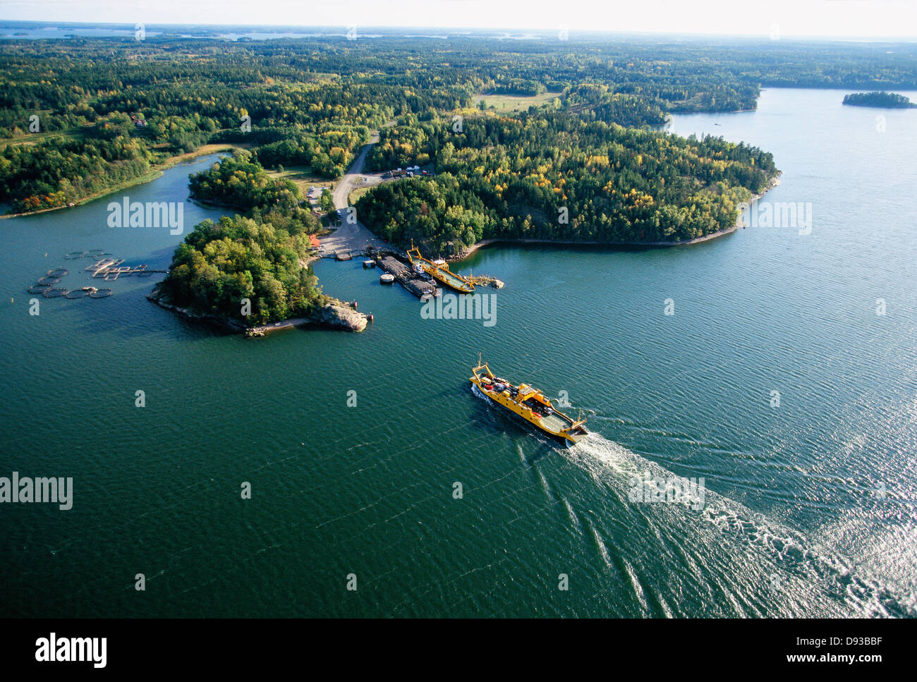 Ship on sea, elevated view Stock Photo - Alamy