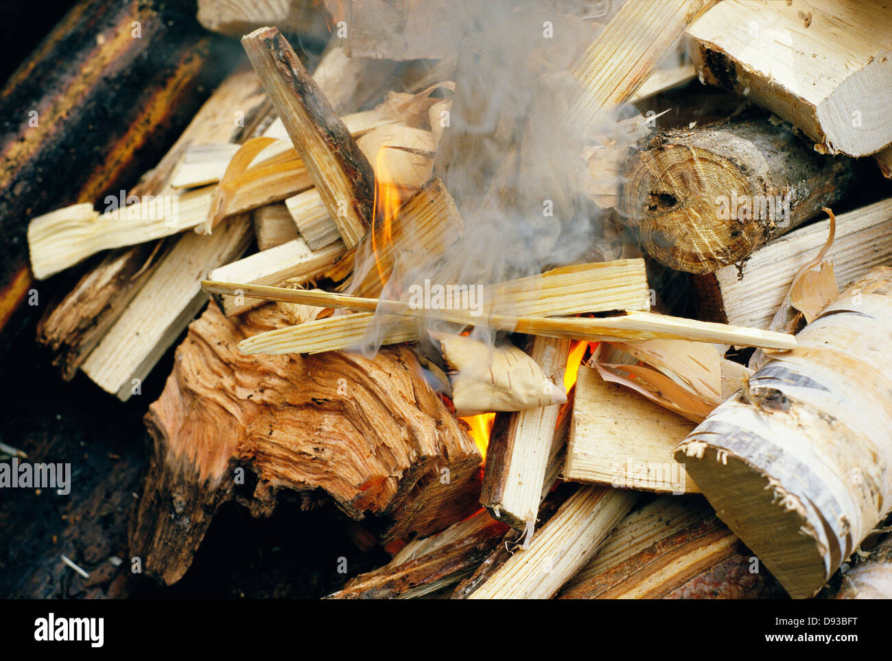 Pieces of wood burning, close-up Stock Photo - Alamy