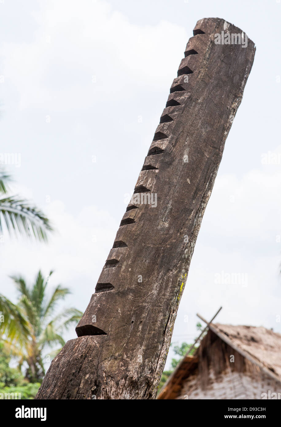 Alak Minority Sacrifice Crocodile Pillar, Boloven, Laos Stock Photo - Alamy