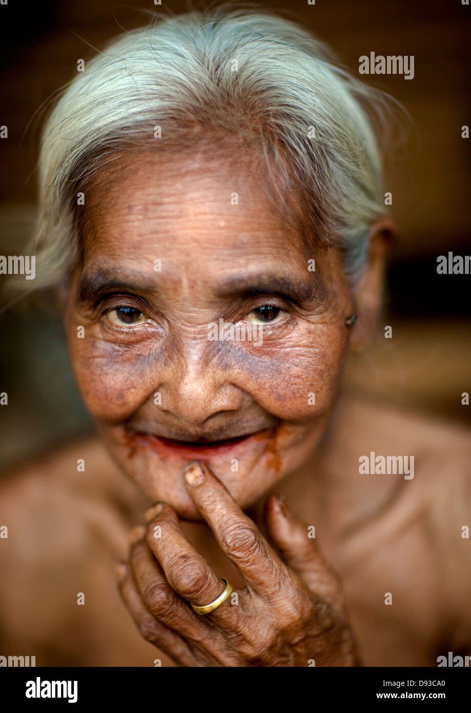Alak Tribe Old Woman, Boloven, Laos Stock Photo - Alamy