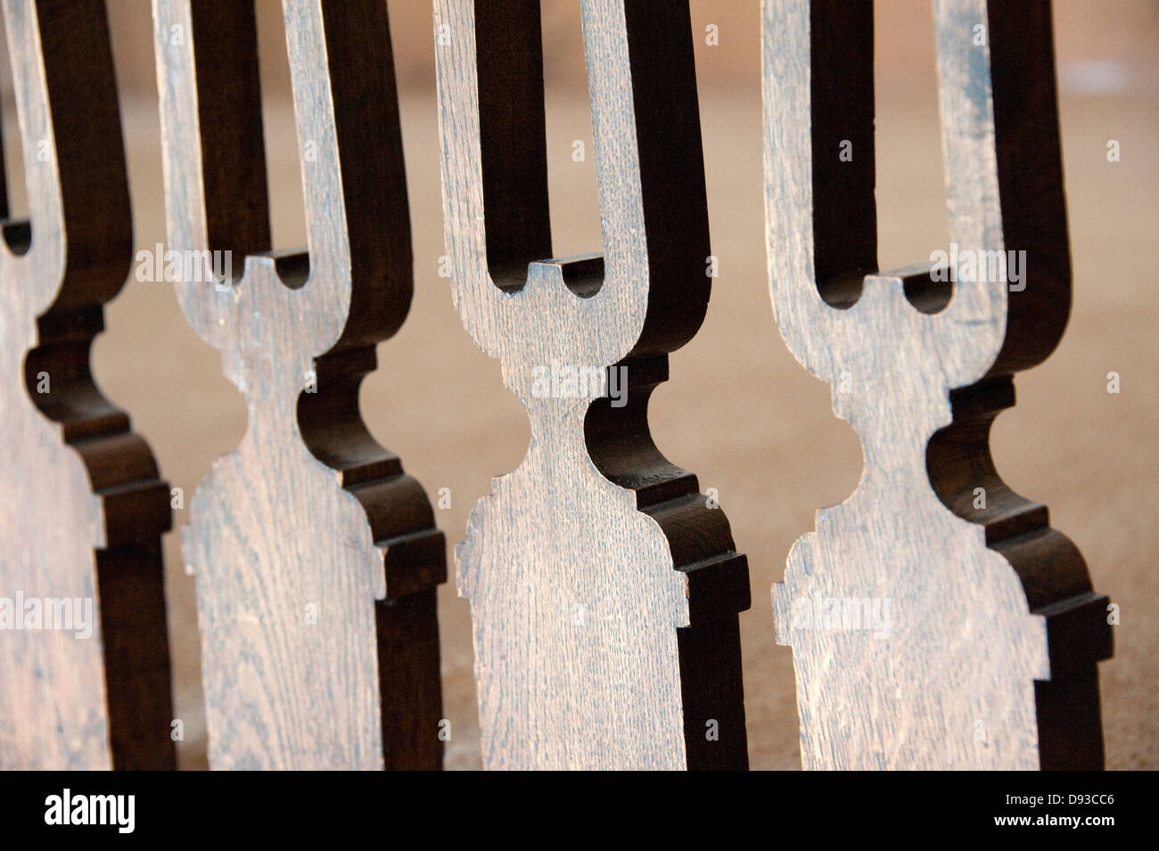 Intricate wood fret work balustrade Stock Photo - Alamy