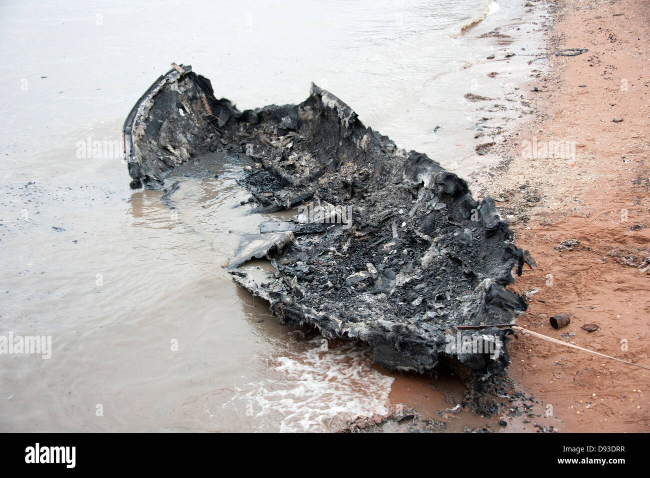 Boat hull fire burned out Stock Photo - Alamy