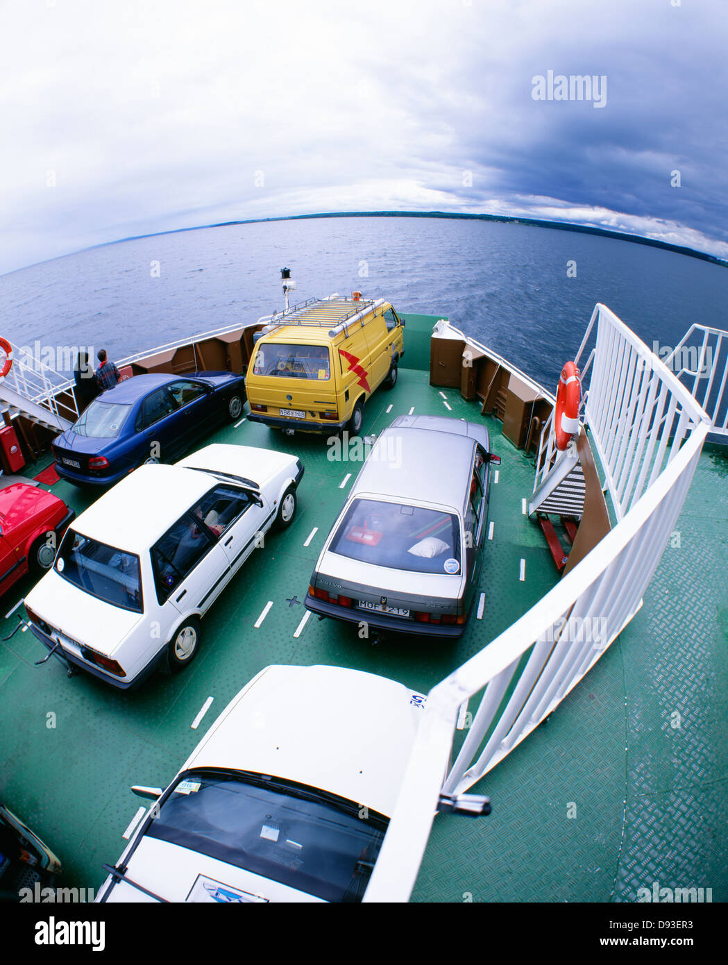 Vehicles on ship deck, elevated view Stock Photo - Alamy