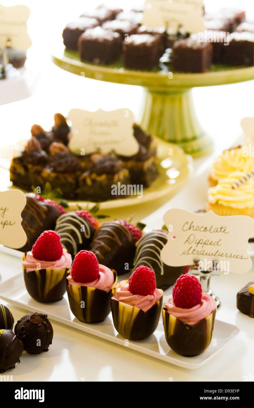 Dessert bar with assorted chocolate sweets Stock Photo - Alamy