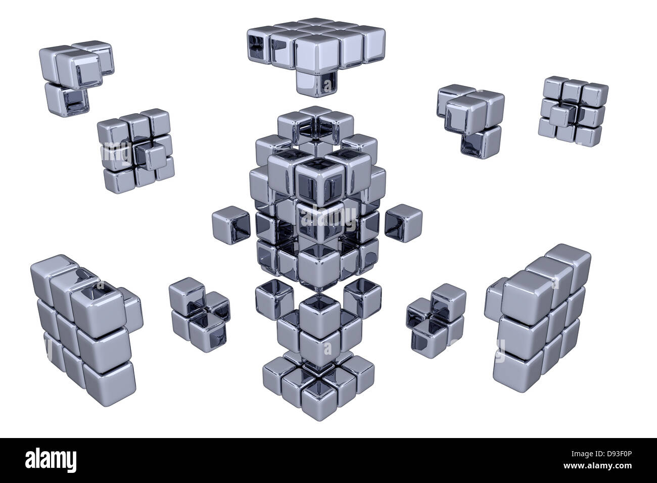 3D Cubes - Assembling Parts (3D, white background Stock Photo - Alamy