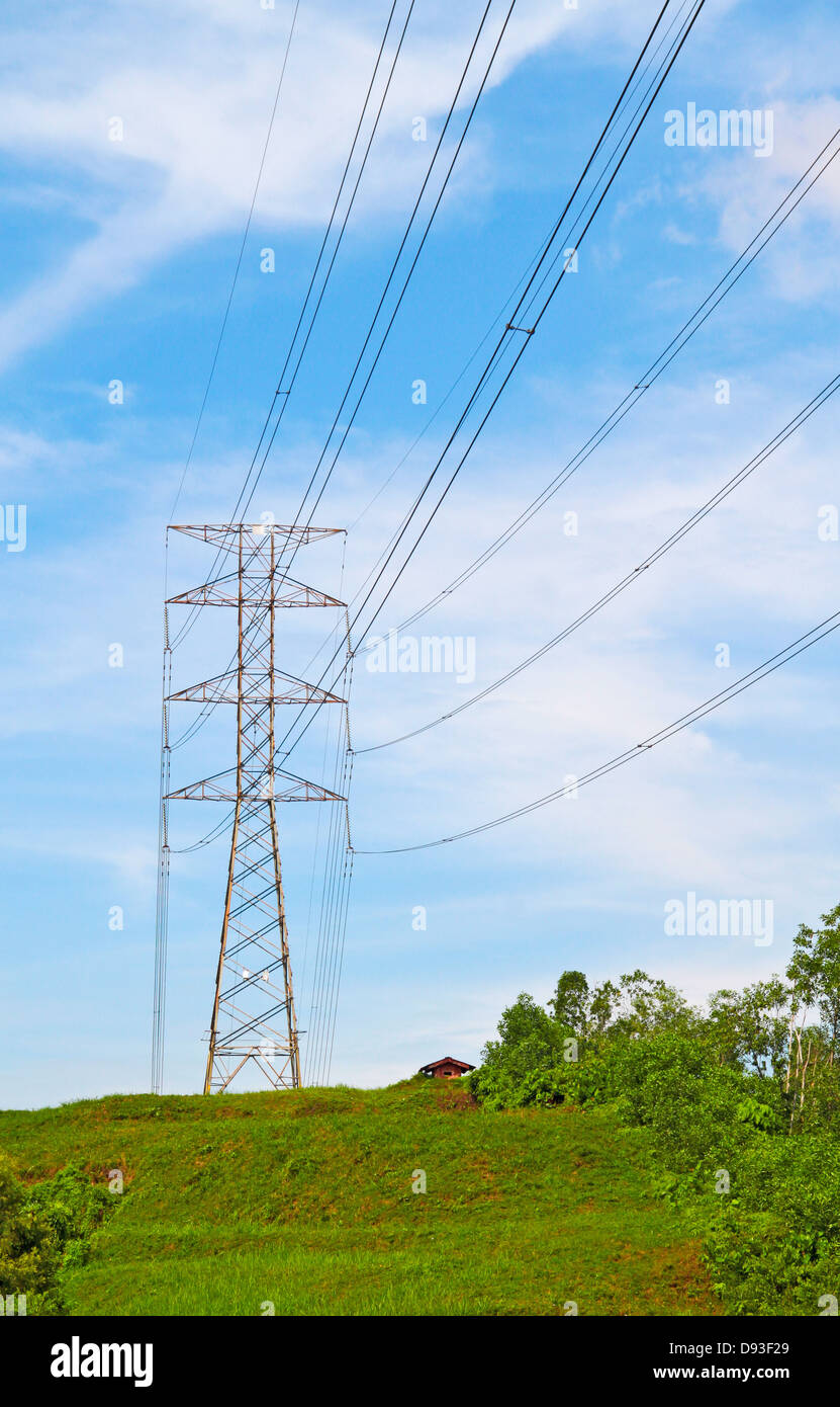 Power cable tower on a hill. Concept of power transmission Stock Photo ...
