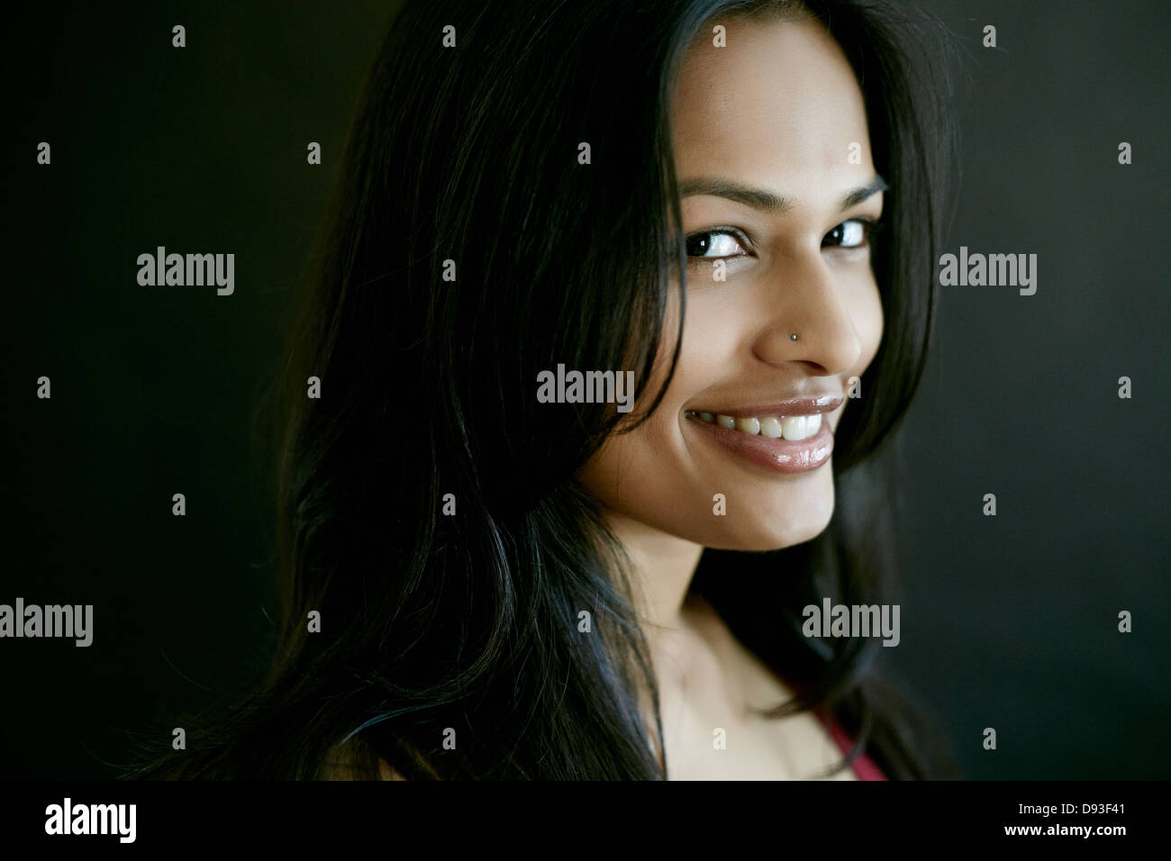 Indian woman smiling Stock Photo - Alamy