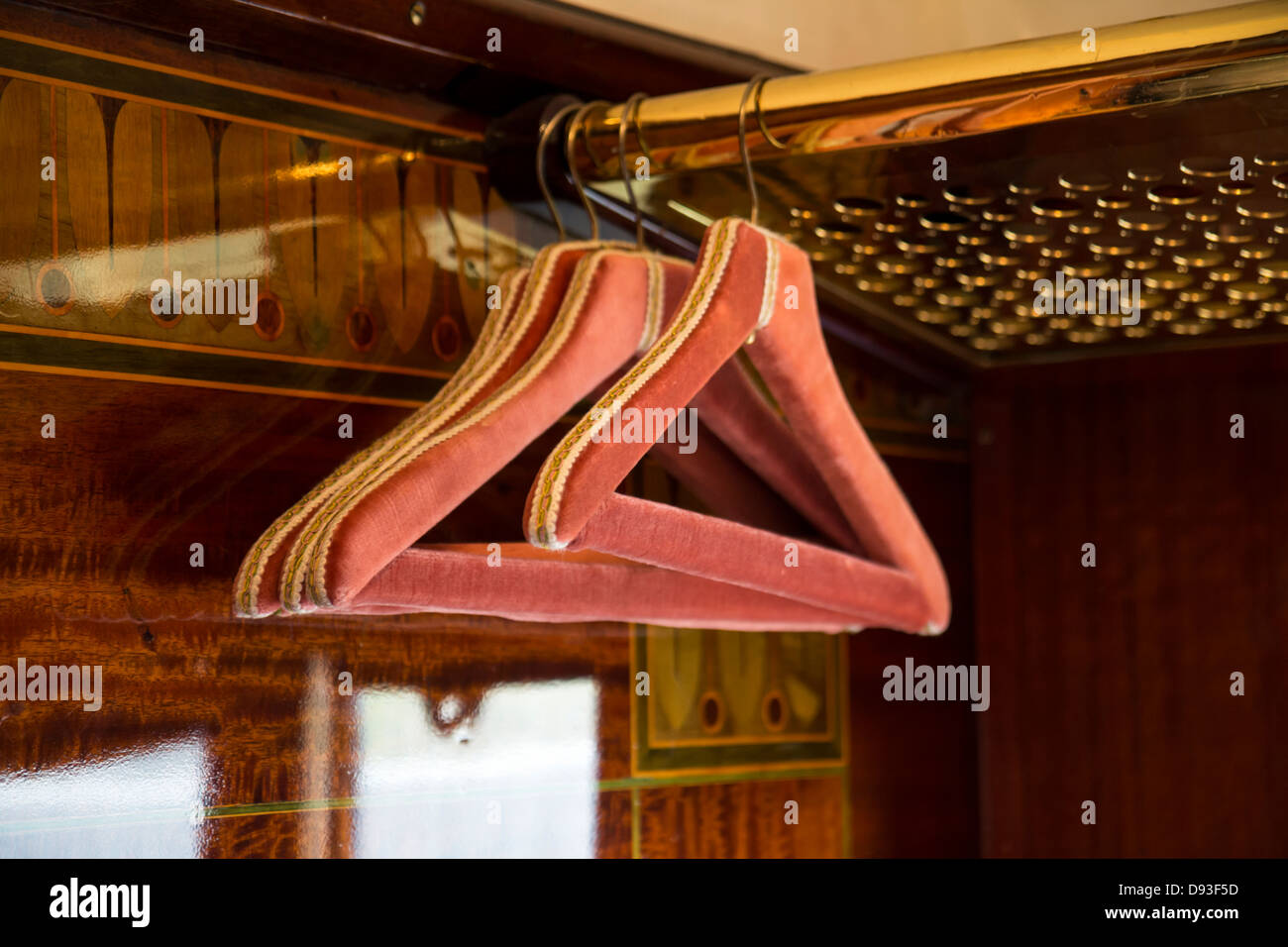 Venice Simplon Orient Express train carriage, cabin interior, close up ...