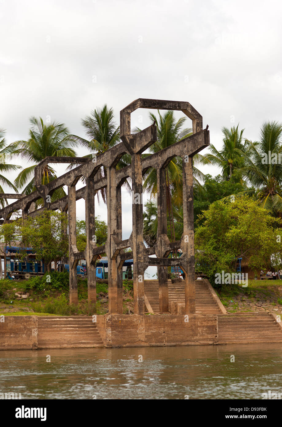 Old French Bridge, Don Khong Island, Laos Stock Photo - Alamy