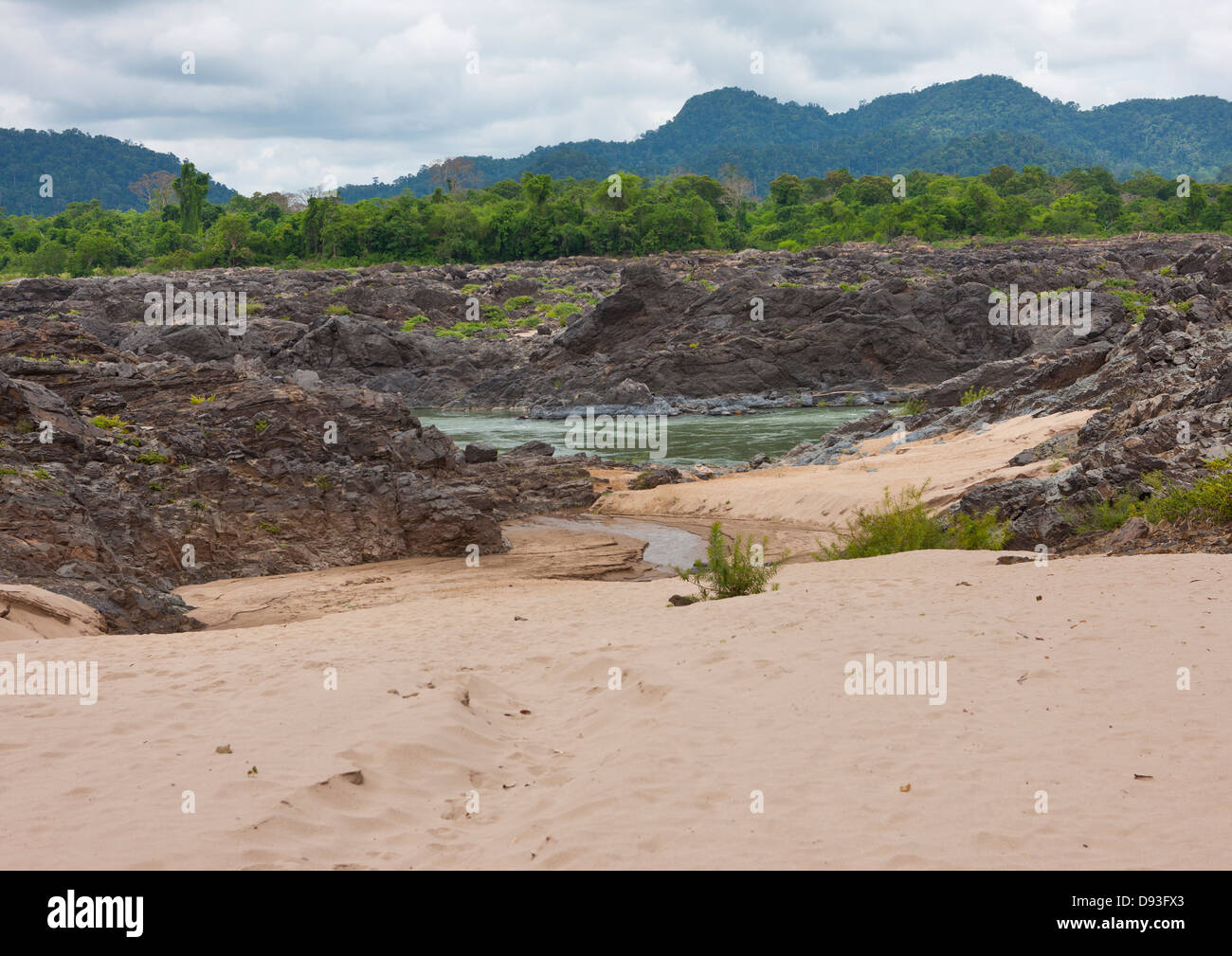 Li Phi Waterfall, Don Khong Island, Laos Stock Photo - Alamy