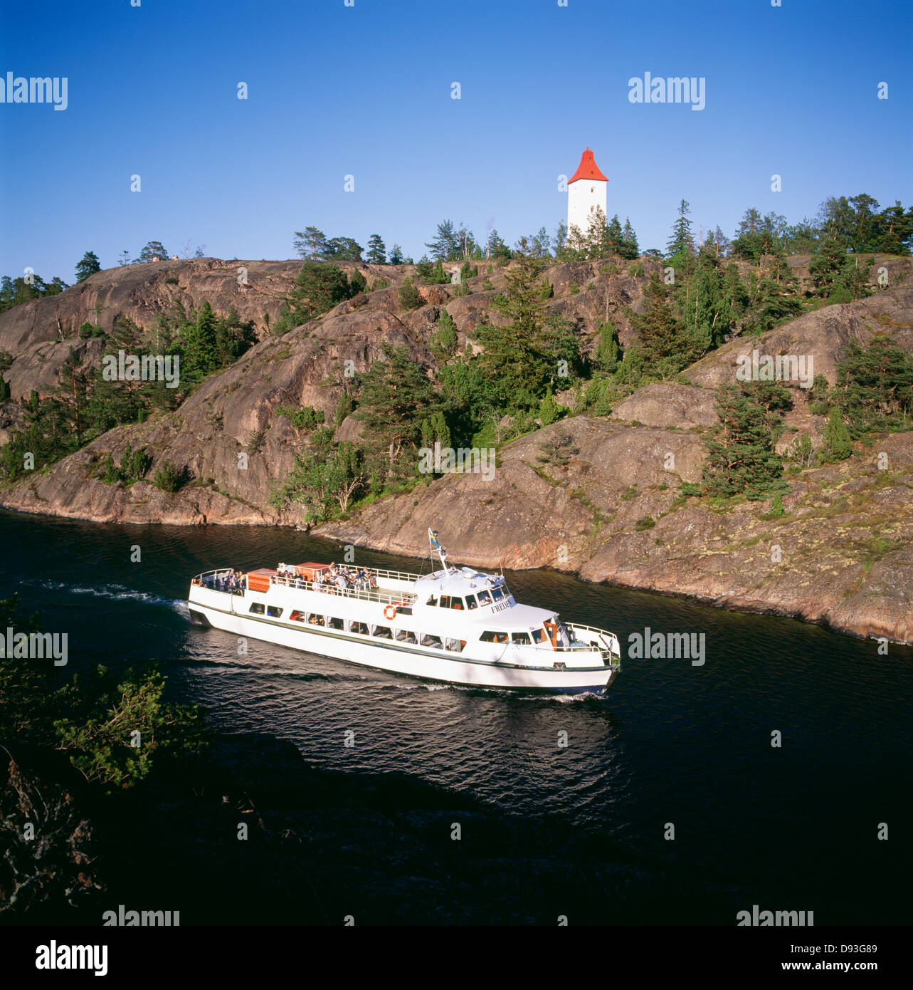 View of ferry in river, elevated view Stock Photo - Alamy