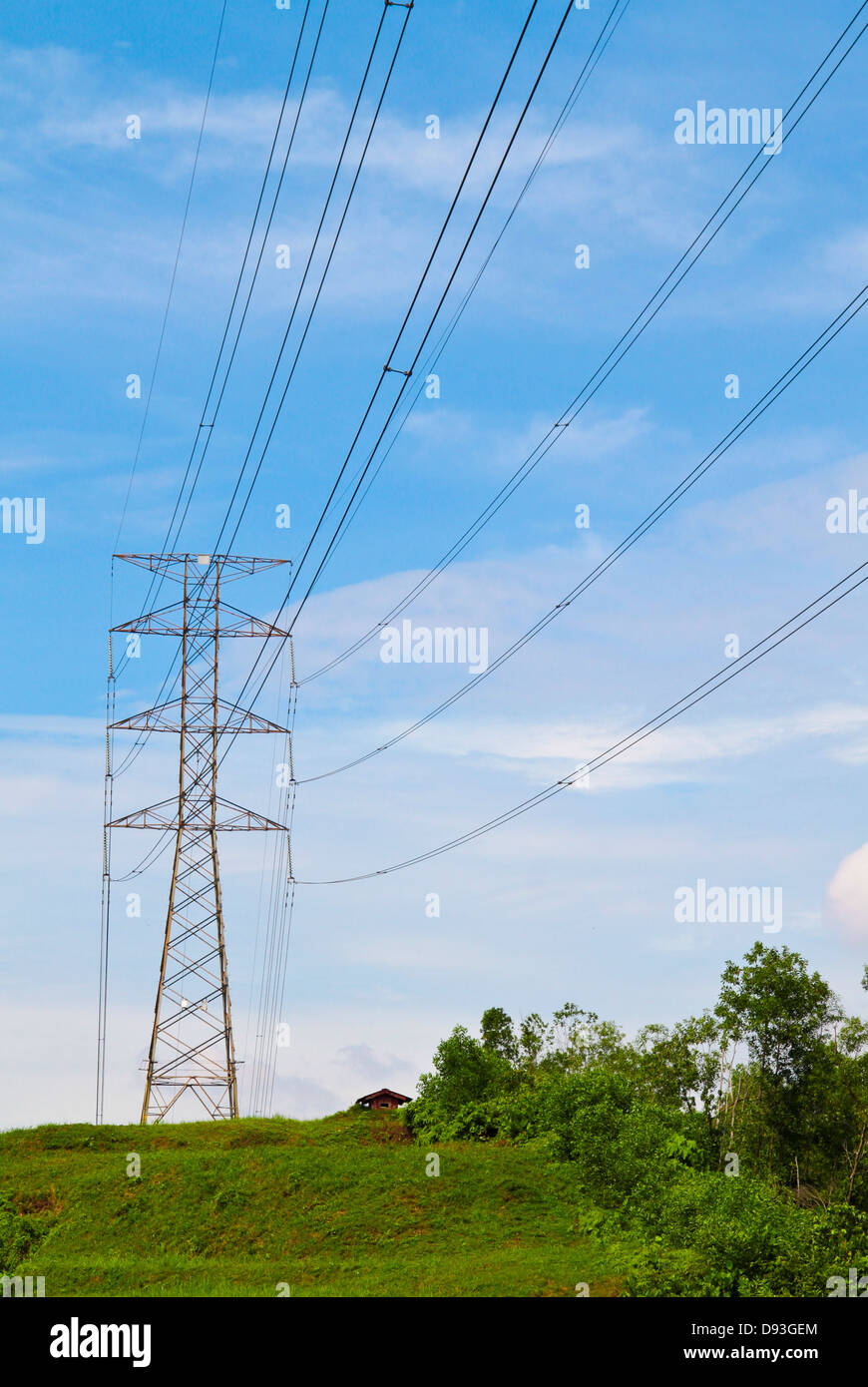 Power cable tower on a hill. Concept of power transmission Stock Photo ...