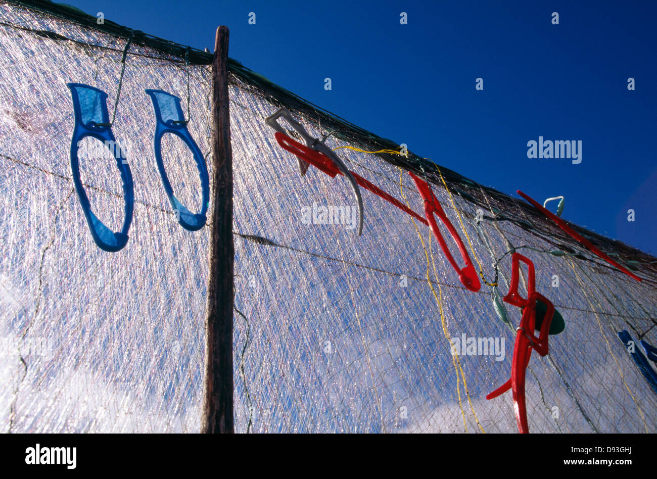 Fishing net on pole Stock Photo - Alamy