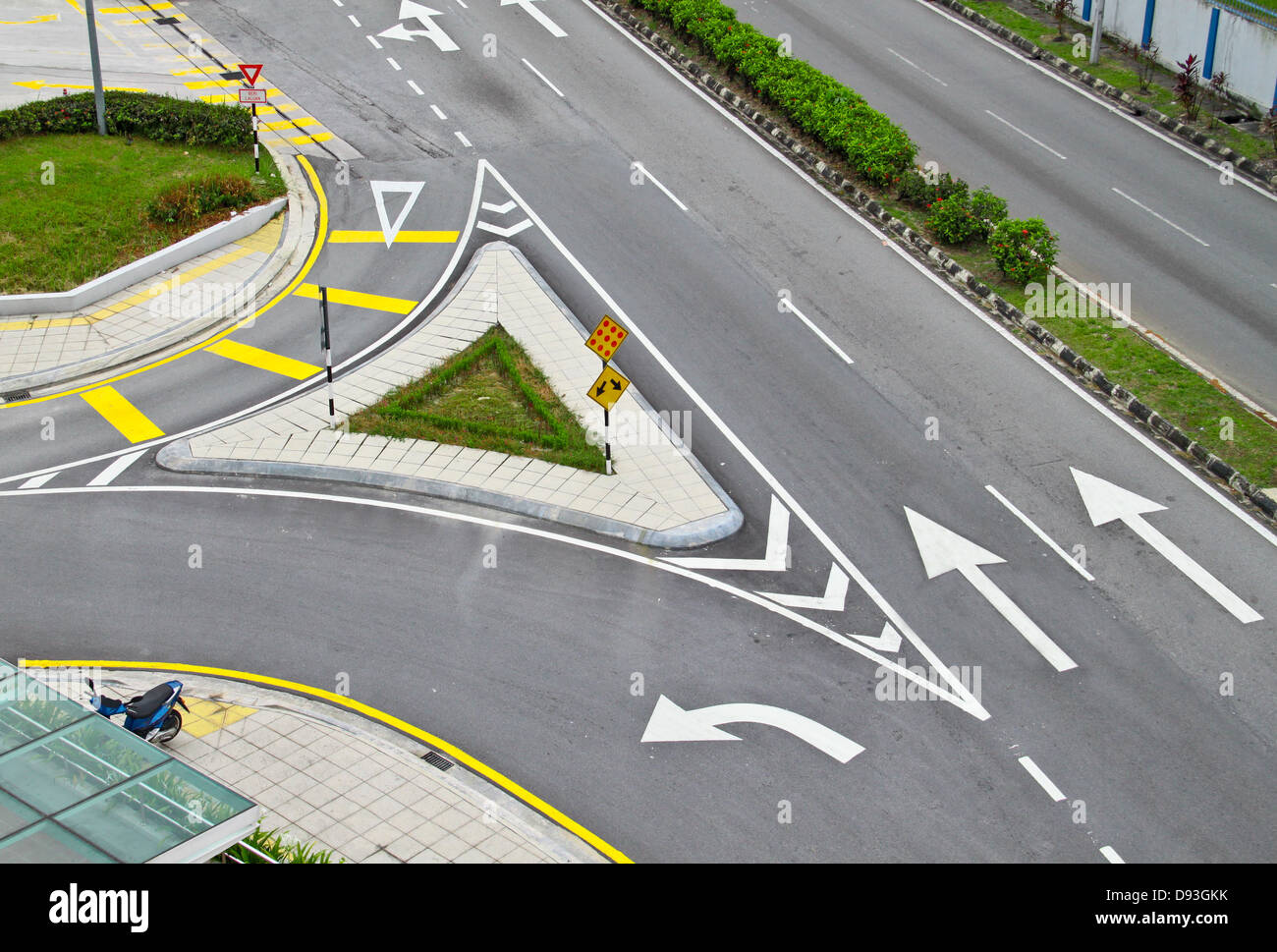 Triway road junction Stock Photo - Alamy
