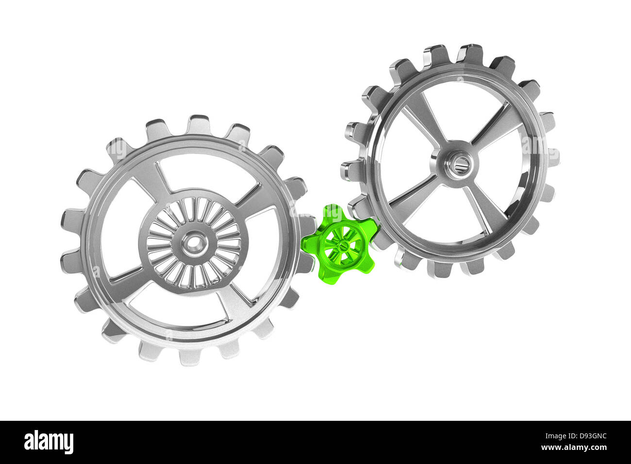 Cogwheels - Chrome/Green Stock Photo - Alamy