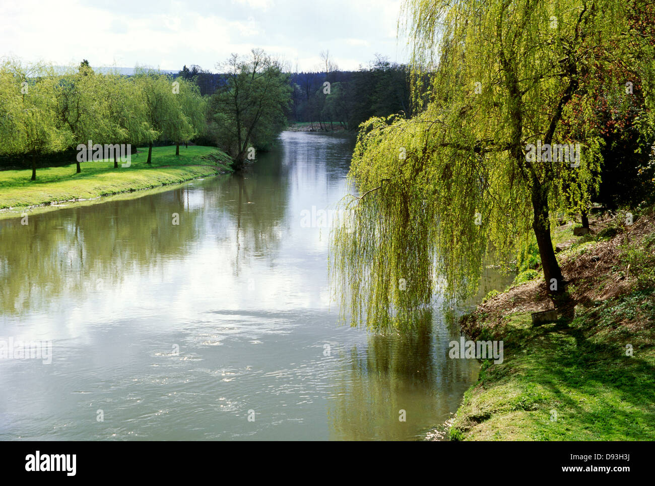 View of river with trees on side Stock Photo - Alamy