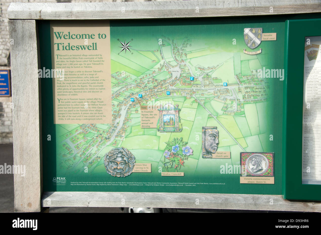 Tourist Map of Tideswell Derbyshire Peak District UK Stock Photo - Alamy