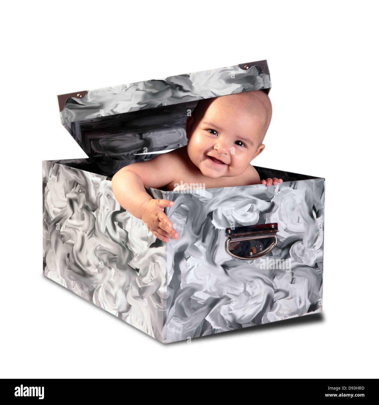 a cute baby inside a present box Stock Photo - Alamy