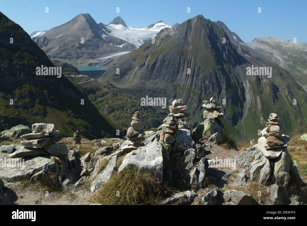 View at Nufenen pass on the Swiss alps Stock Photo - Alamy
