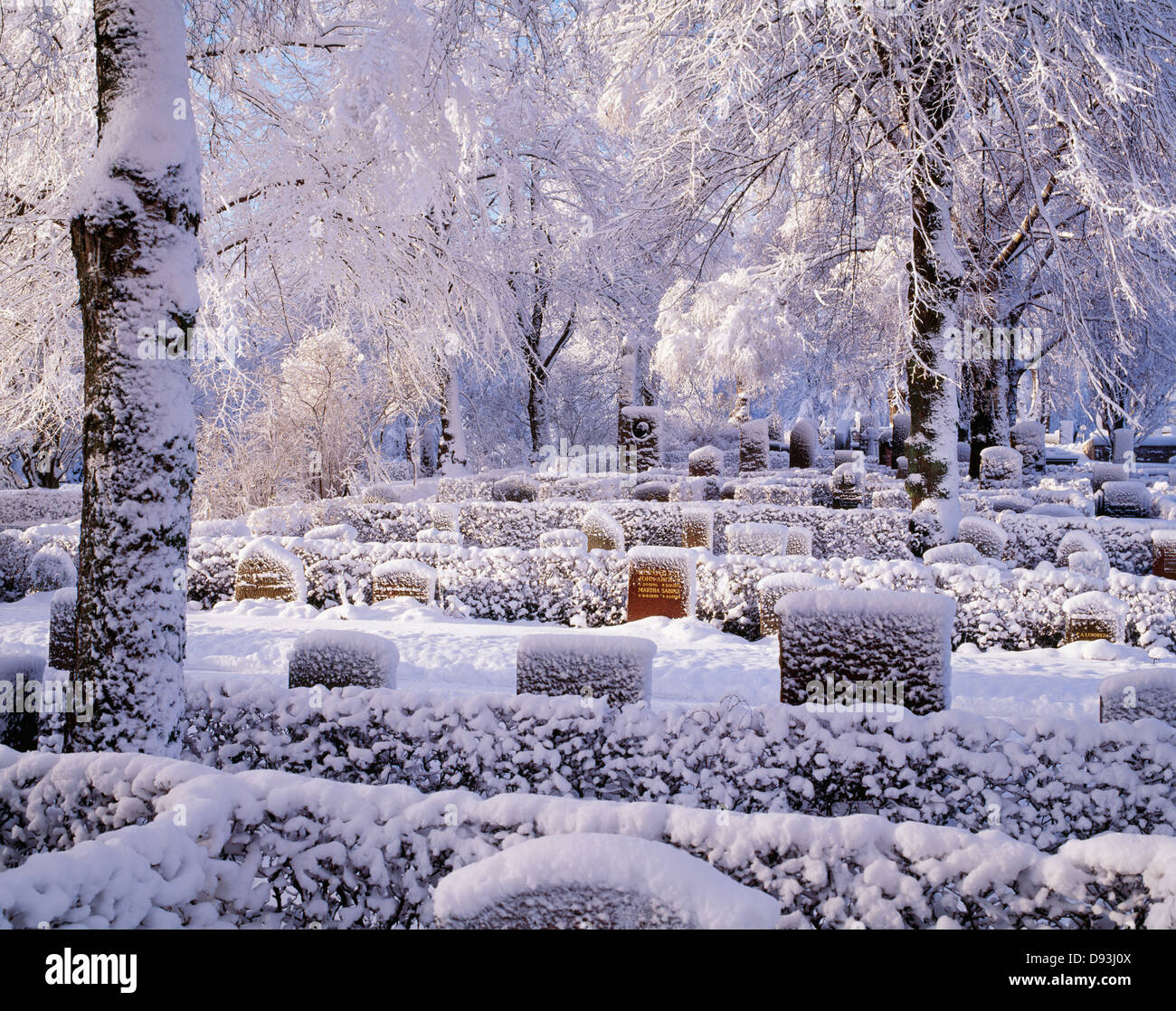 Graveyard covered with snow Stock Photo - Alamy