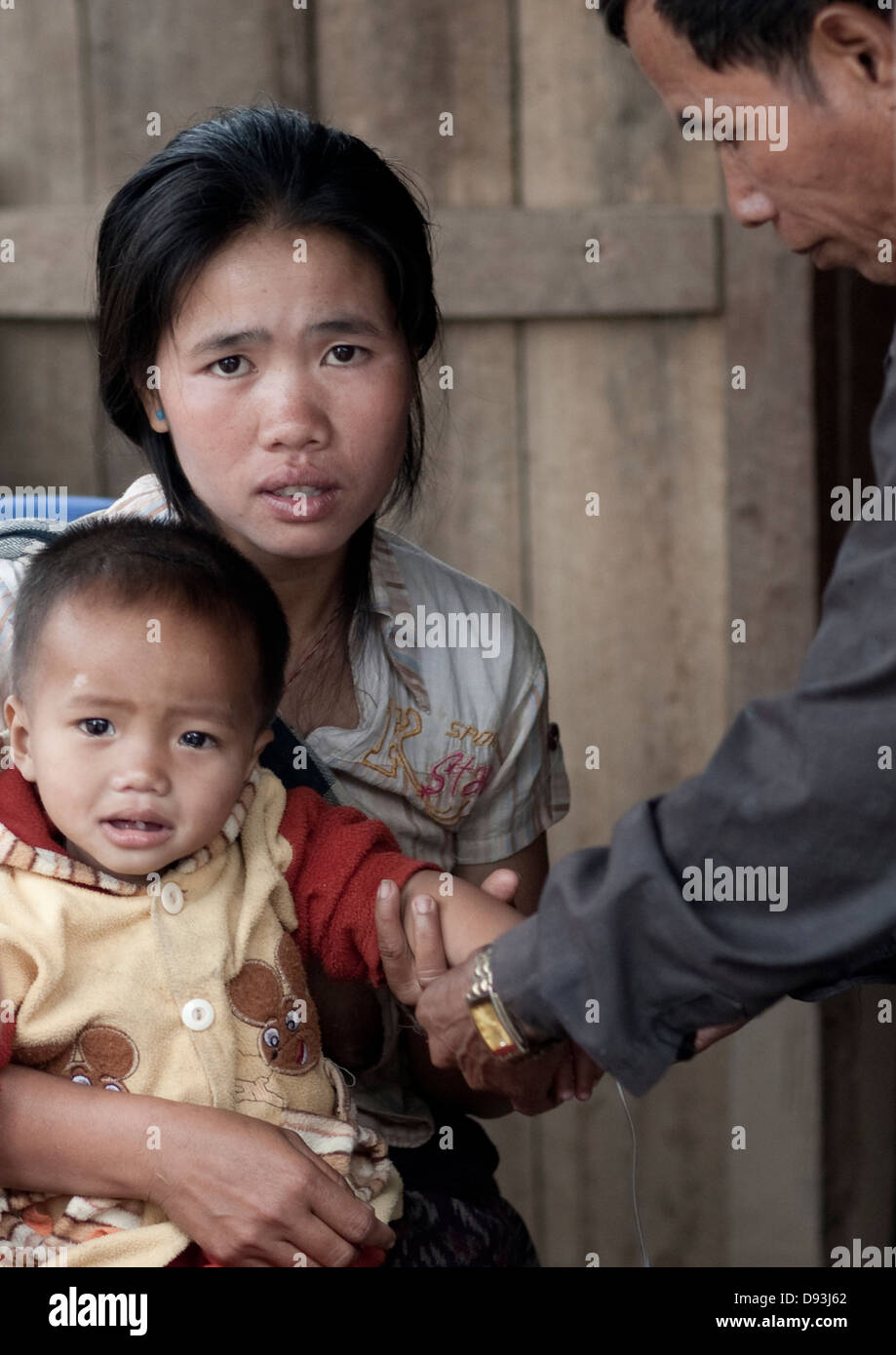 Khmu Minority People At Hospital, Xieng Khouang, Laos Stock Photo - Alamy