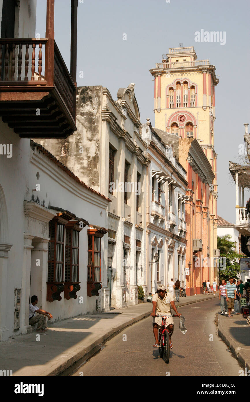 Colonial buildings and the tower of Cartagena University, Cartagena de ...