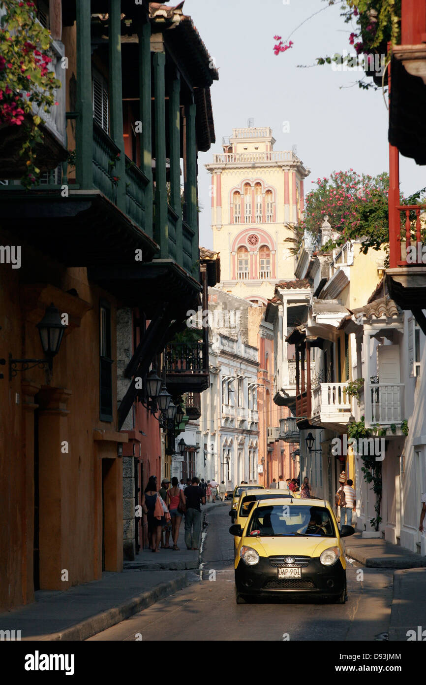 Colonial buildings and the tower of Cartagena University, Cartagena de ...
