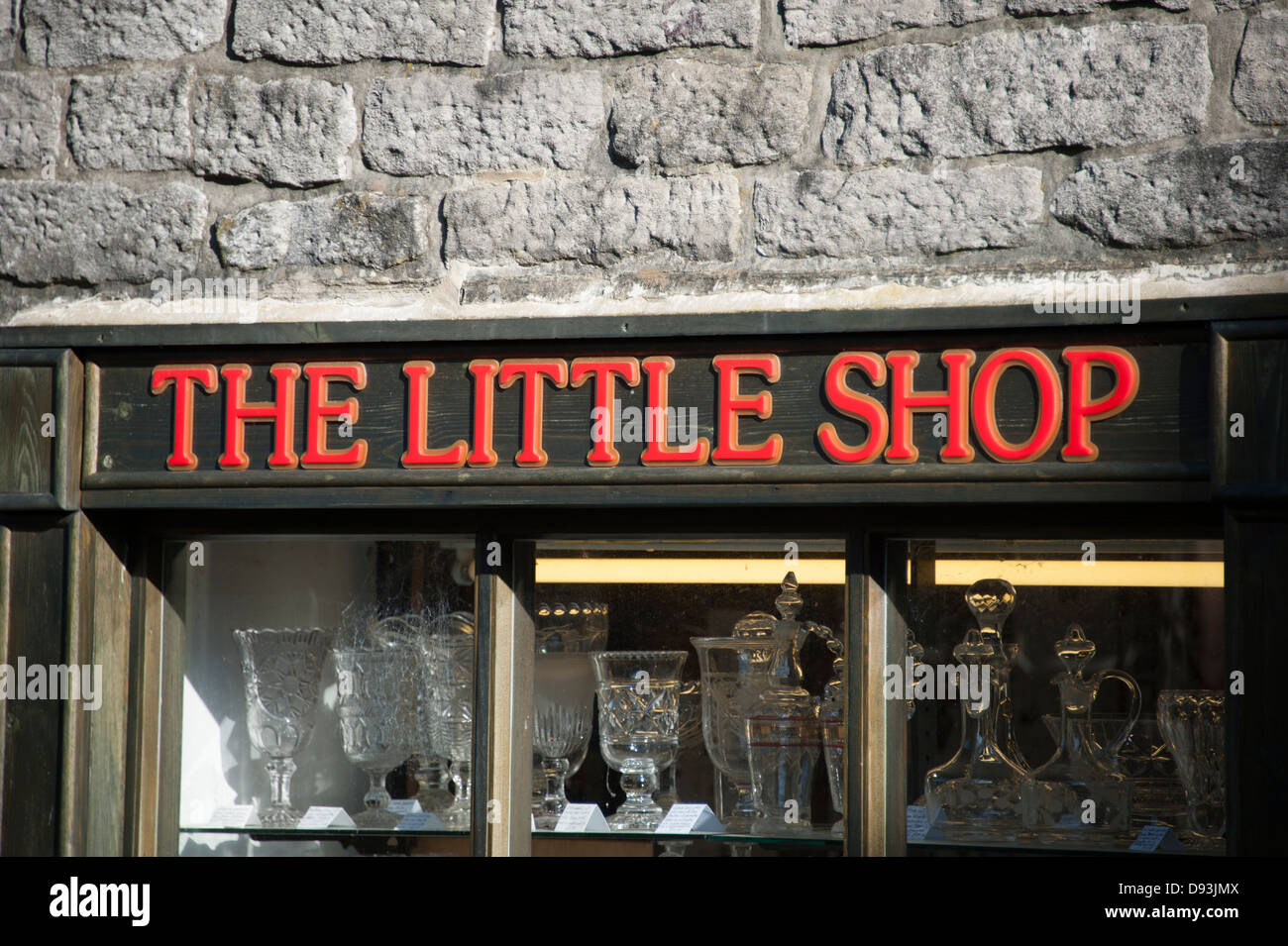 The Little Shop Sign Red Letters Stock Photo - Alamy