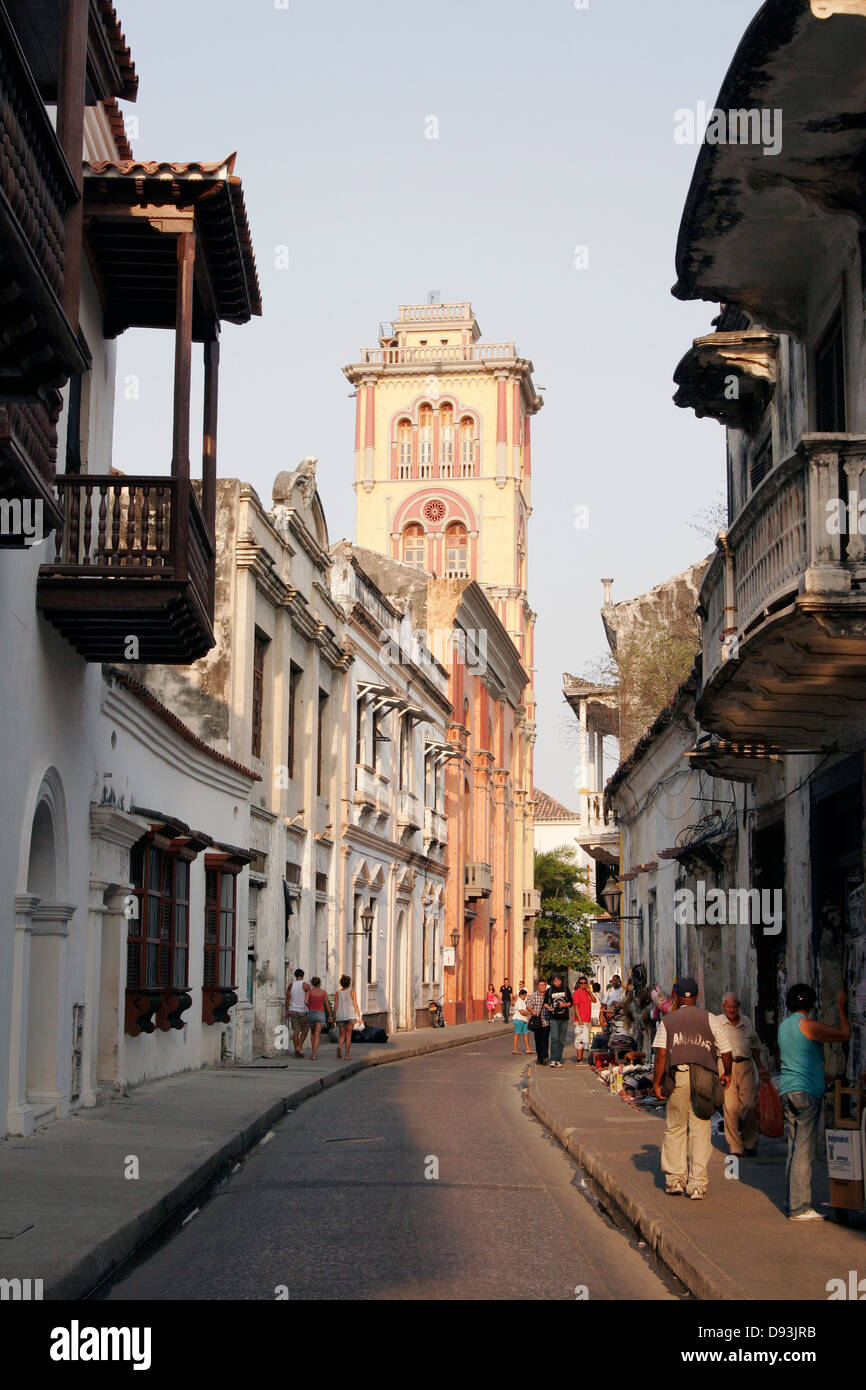 Colonial buildings and the tower of Cartagena University, Cartagena de ...