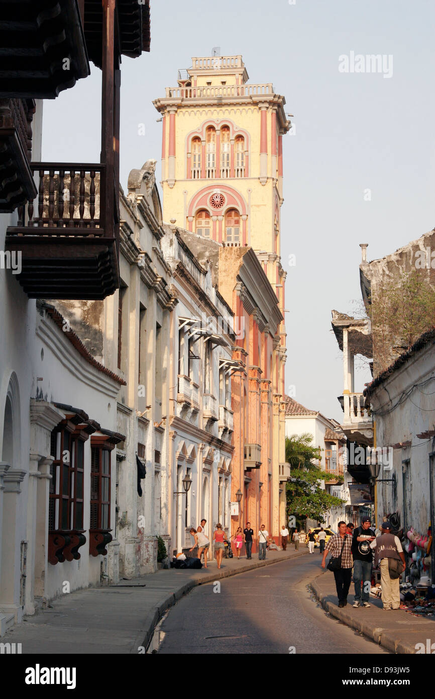 Colonial buildings and the tower of Cartagena University, Cartagena de ...