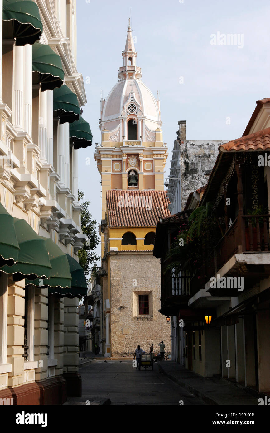 Cathedral of Cartagena and colonial buildings in historical center of ...