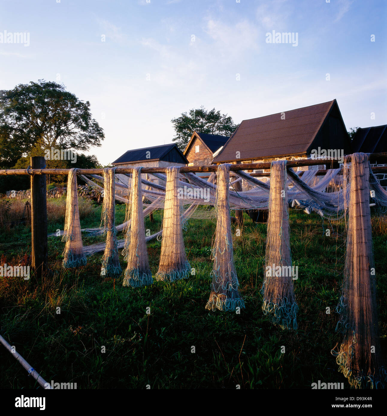 Fishing nets drying Stock Photo - Alamy
