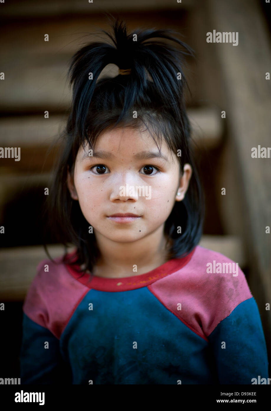 Akha Minority Girl, Muang Sing, Laos Stock Photo - Alamy