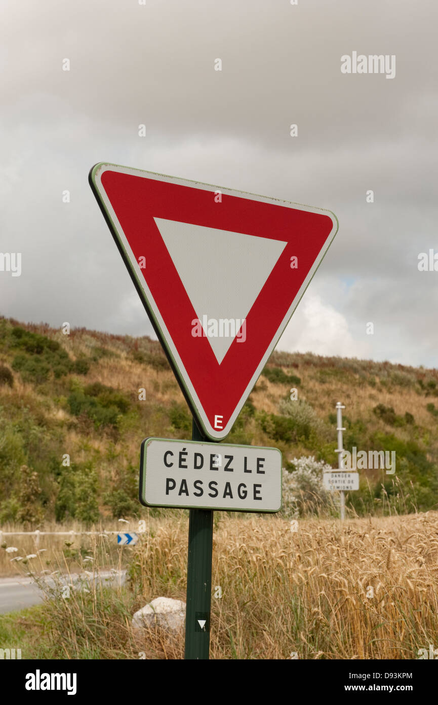 Cedez Le Passage Give Way Sign Blecquenecques France Europe Stock Photo ...